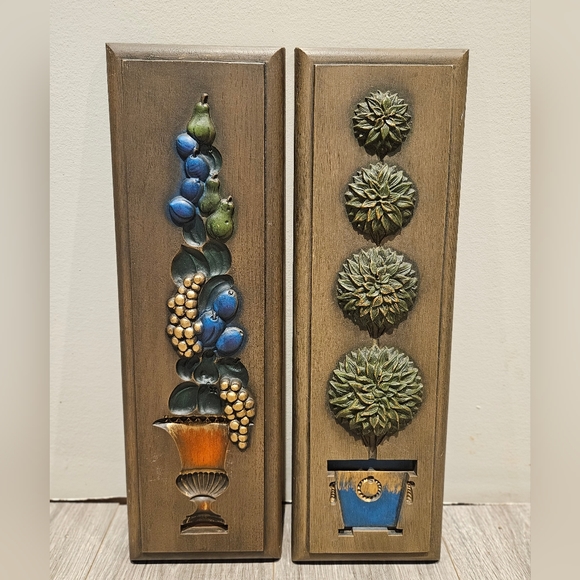 Burwood | Accents | Vintage Mcm Burwood Topiary Resin Gold Accent Wall ...